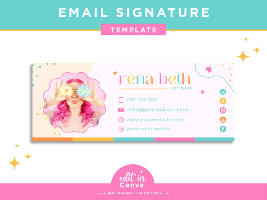 Bright Retro Email Signature Template • Macarons and Mimosas