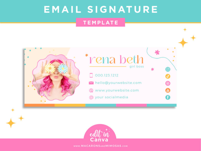 Bright Retro Email Signature Template • Macarons and Mimosas