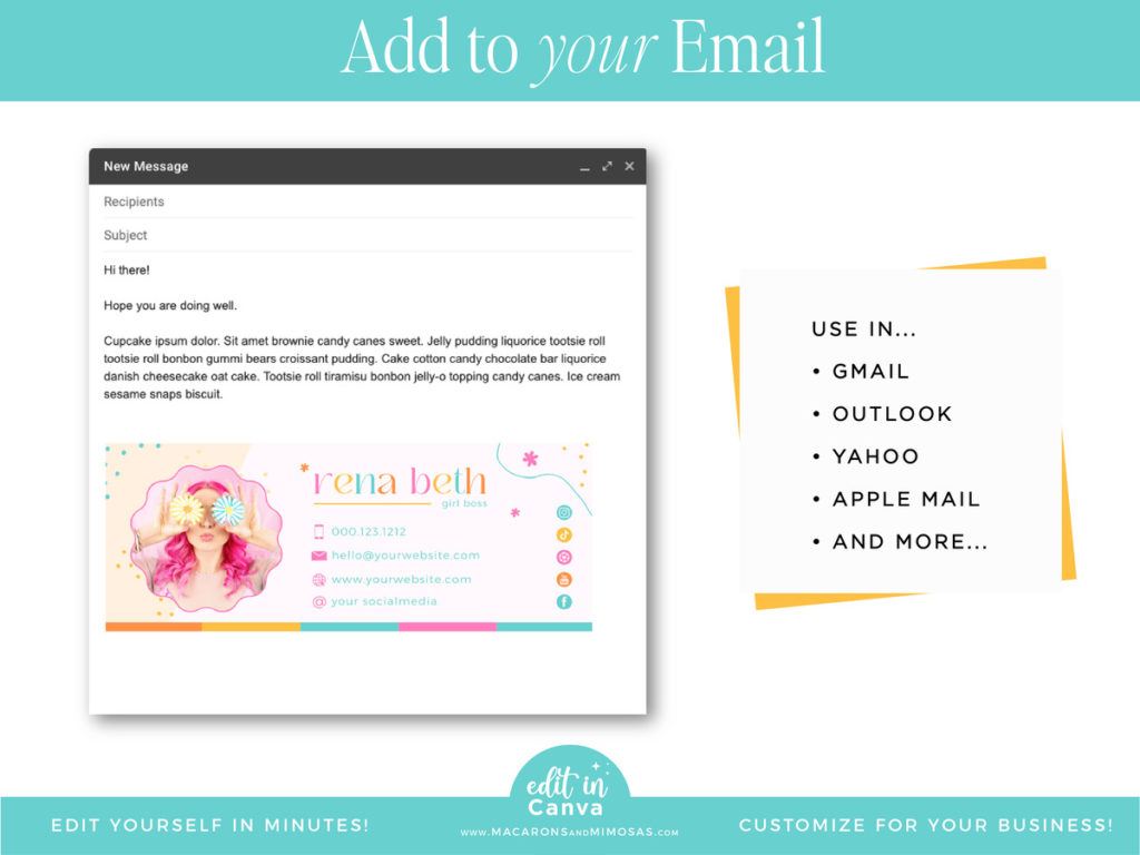 Bright Retro Email Signature Template • Macarons and Mimosas