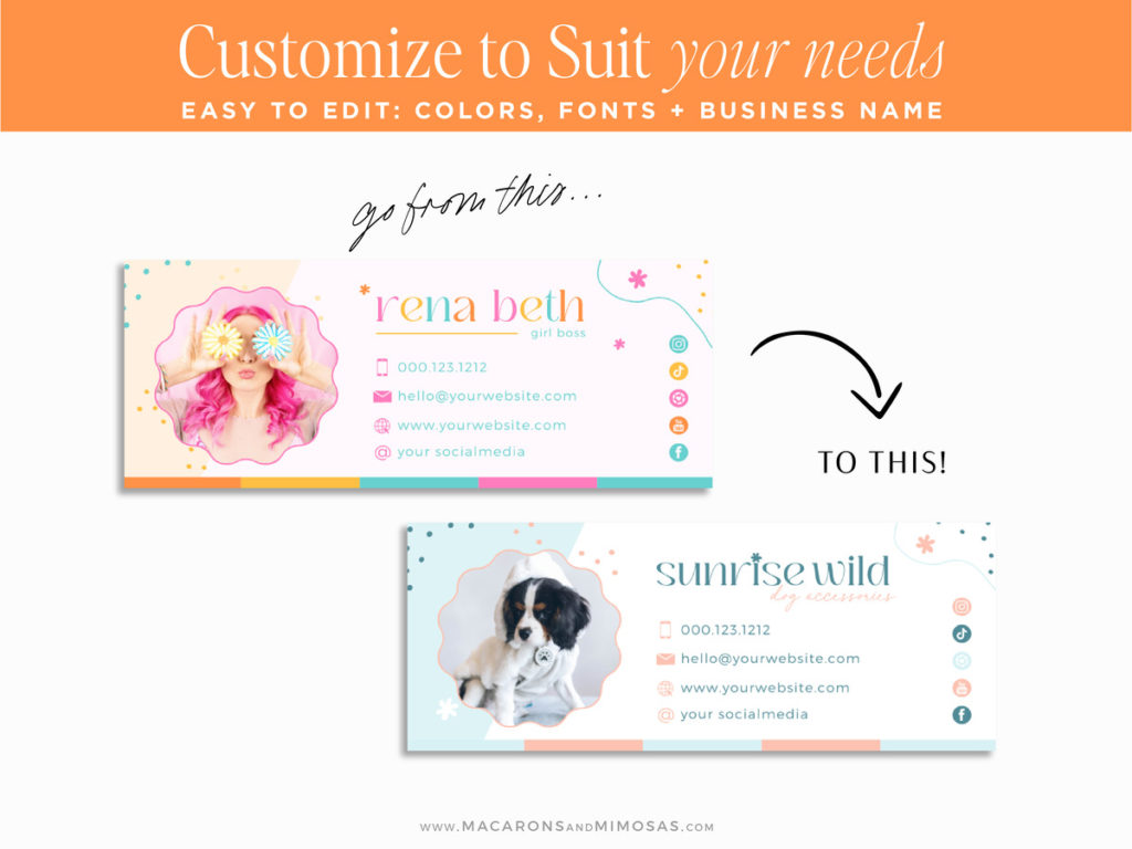Bright Retro Email Signature Template • Macarons and Mimosas