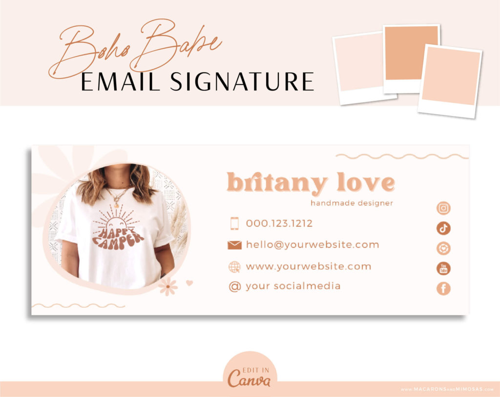 Boho Babe // Email Signature Template • Macarons and Mimosas