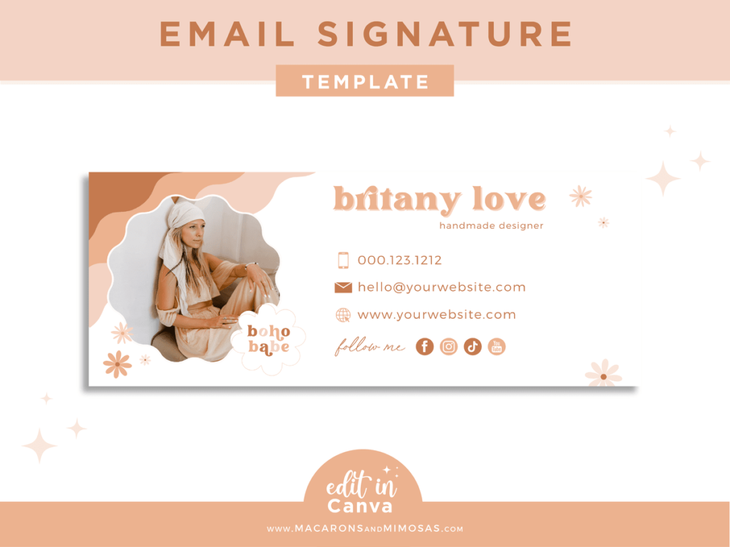Boho Babe // Email Signature Template 2 • Macarons and Mimosas