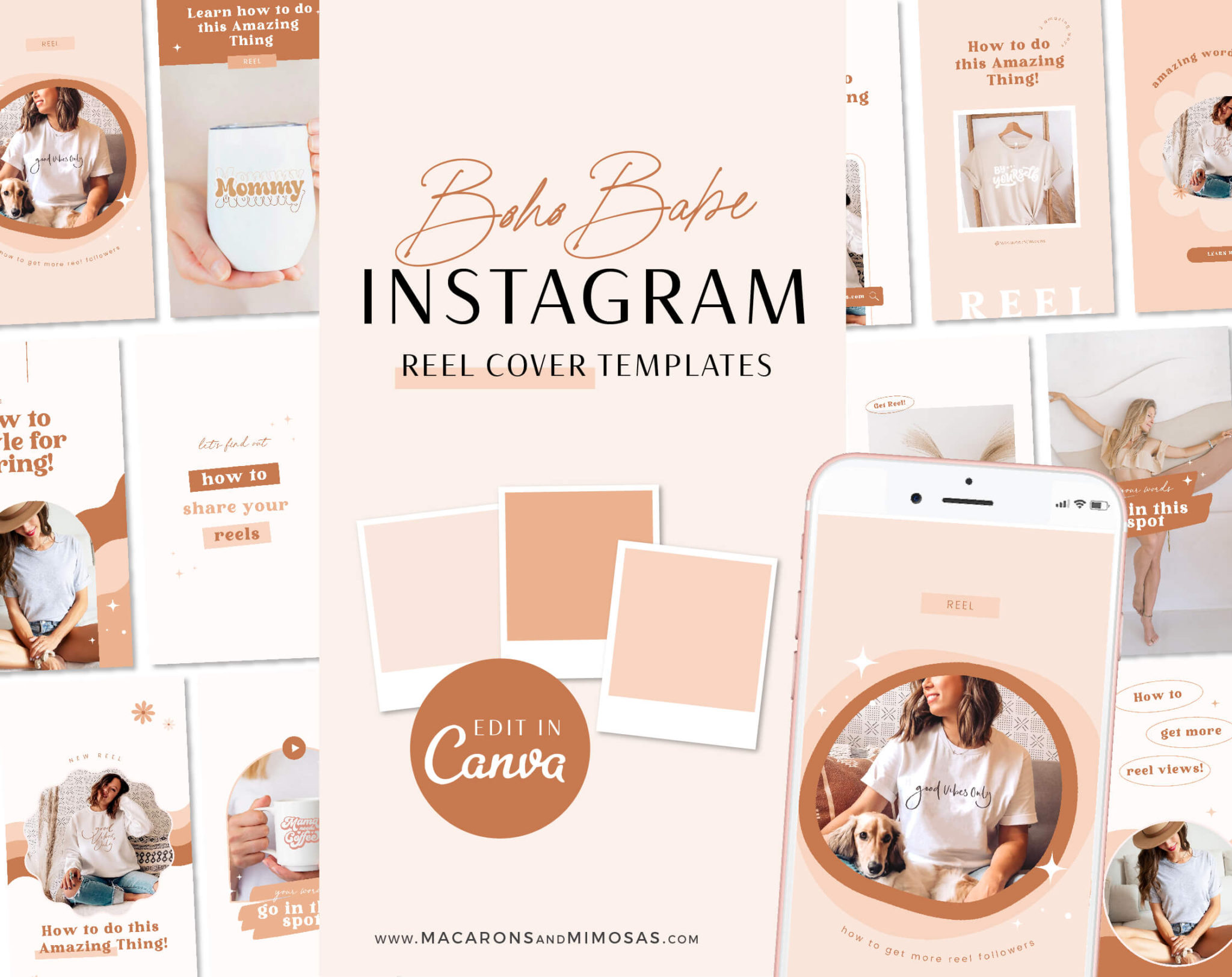 Neutral Boho Instagram Post Templates • Macarons and Mimosas