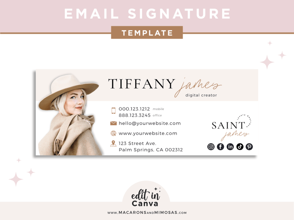 Neutral boho Email Signature Template • Macarons and Mimosas