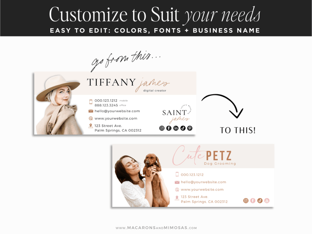 Neutral boho Email Signature Template • Macarons and Mimosas