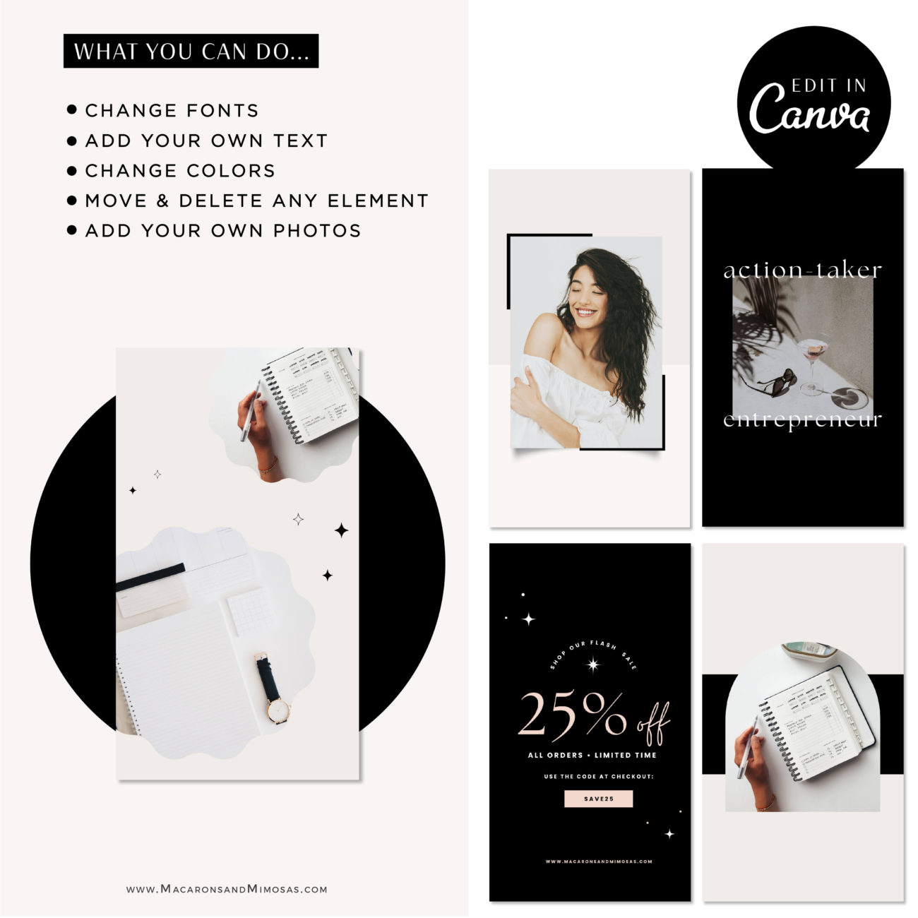 Minimalist Instagram Story Templates • Macarons and Mimosas