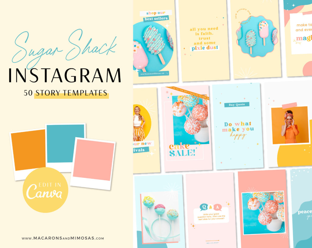Bright Colorful Instagram Story Templates • Macarons and Mimosas