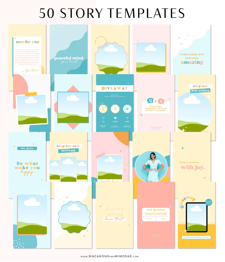 Bright Colorful Instagram Story Templates • Macarons and Mimosas