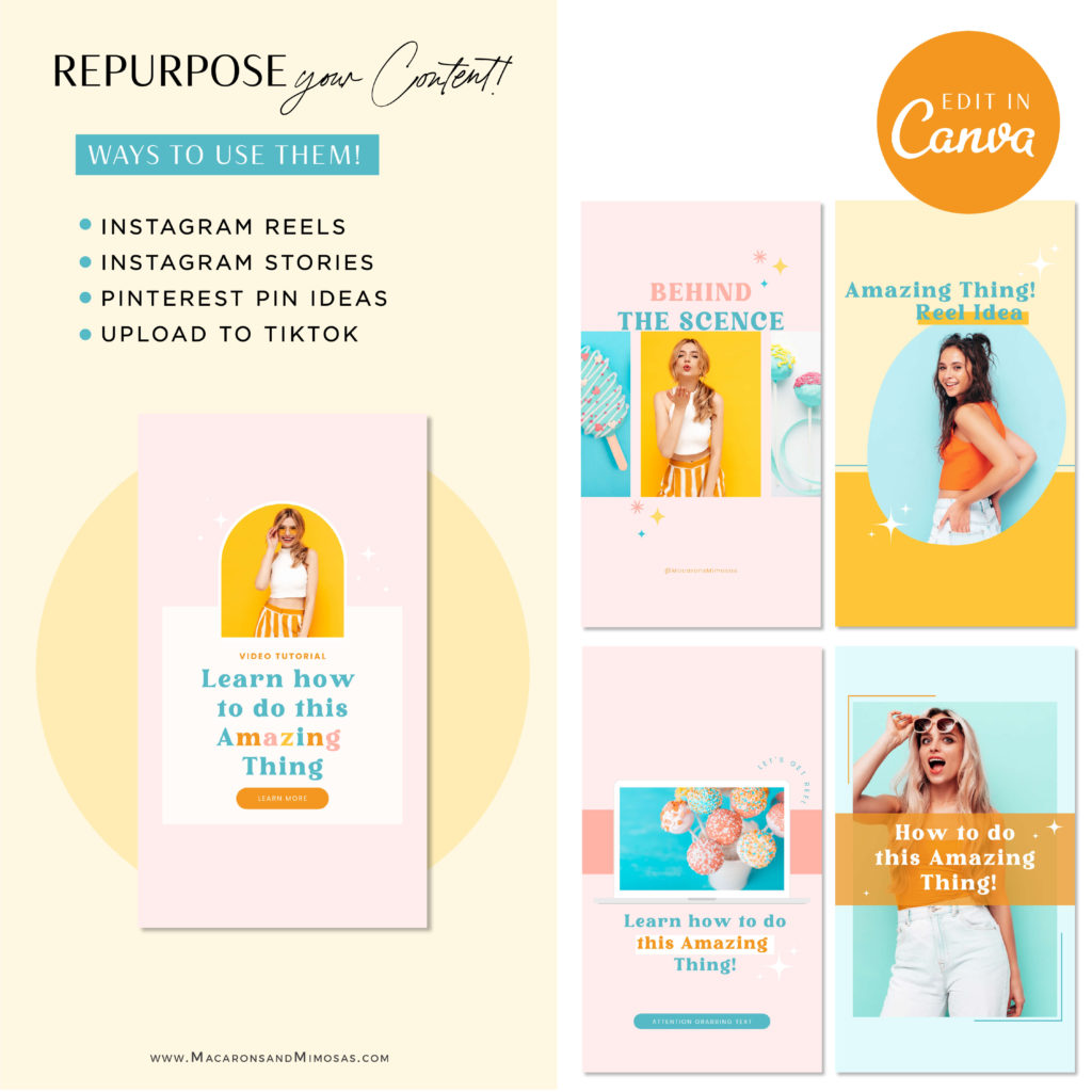 Bright Colorful Instagram Reel Templates • Macarons and Mimosas