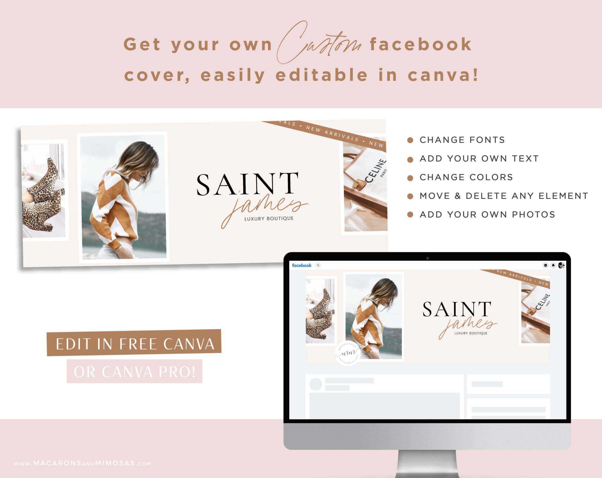 Boho Facebook Cover Photo Set • Macarons and Mimosas