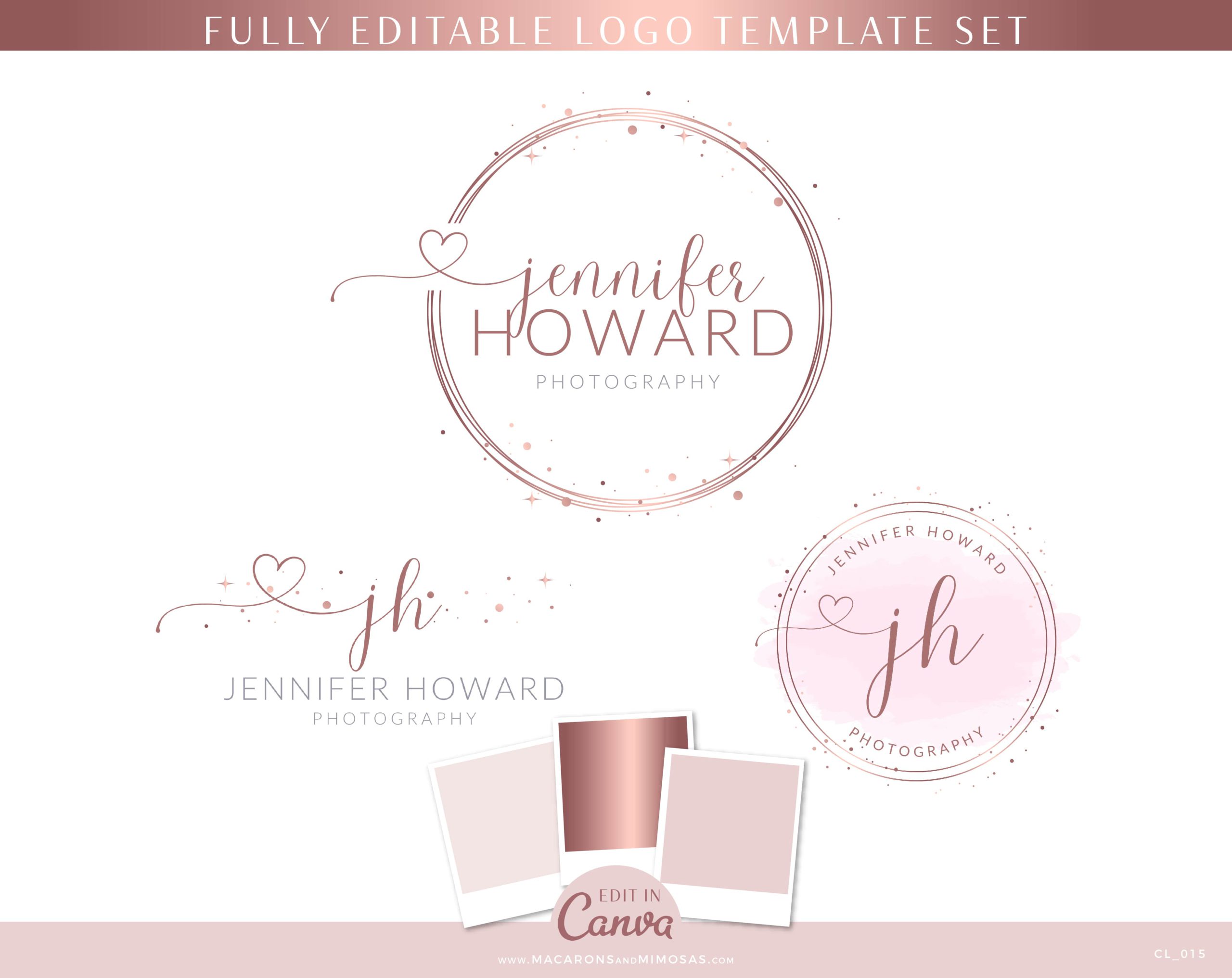 Rose Gold Canva Logo Template • Macarons and Mimosas