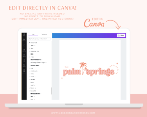 Palm Tree Canva Logo Template • Macarons and Mimosas