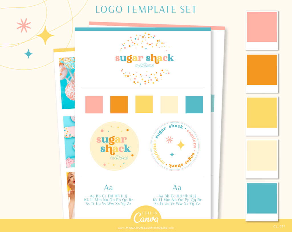 Bright Polka Dot Canva Logo • Macarons and Mimosas