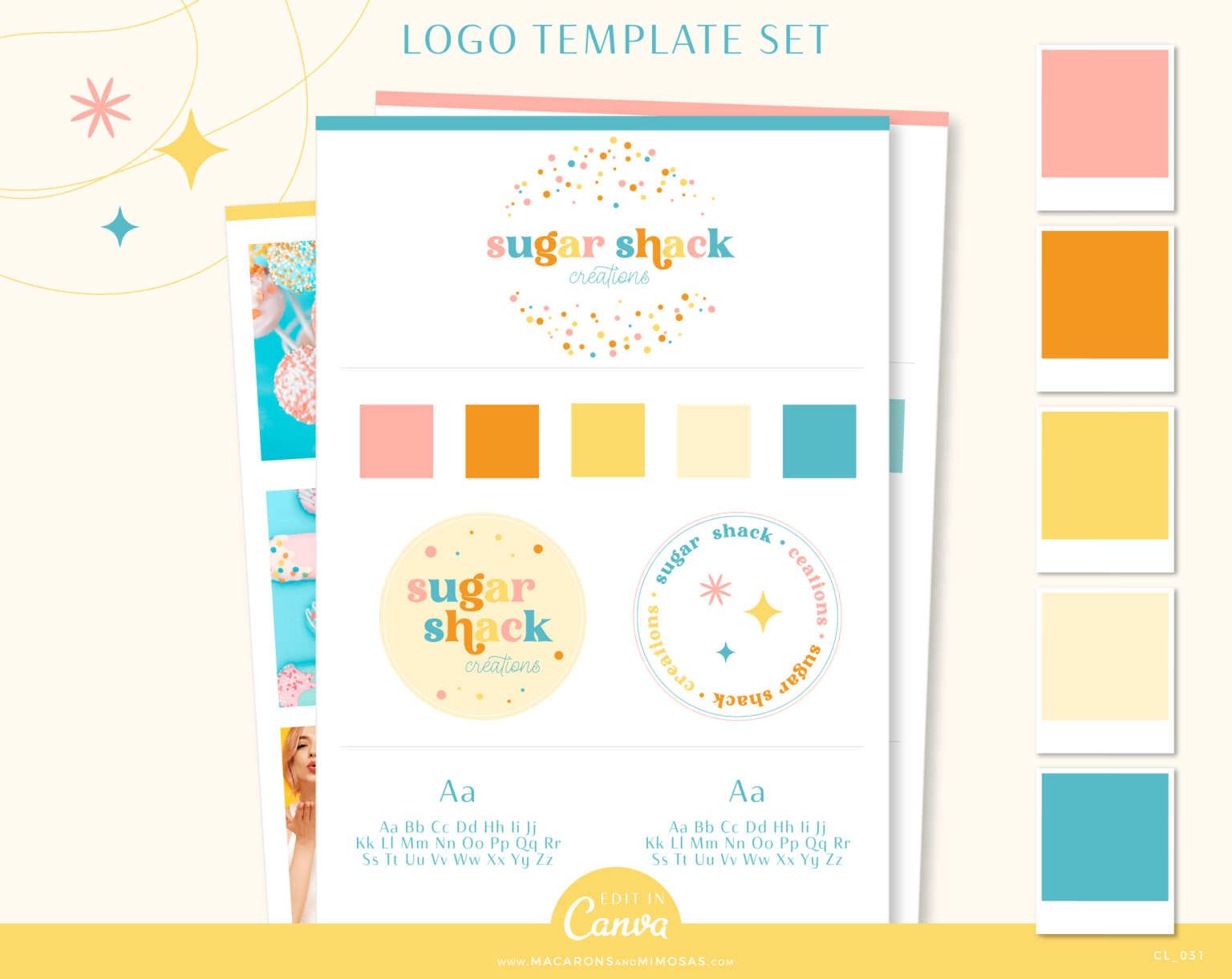 Bright Polka Dot Canva Logo • Macarons and Mimosas