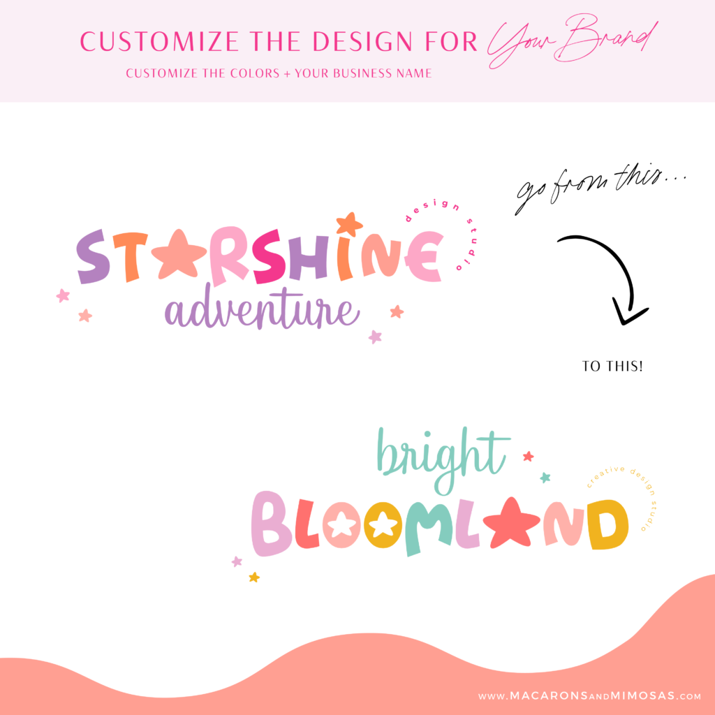 Stardust font logo design • Macarons and Mimosas