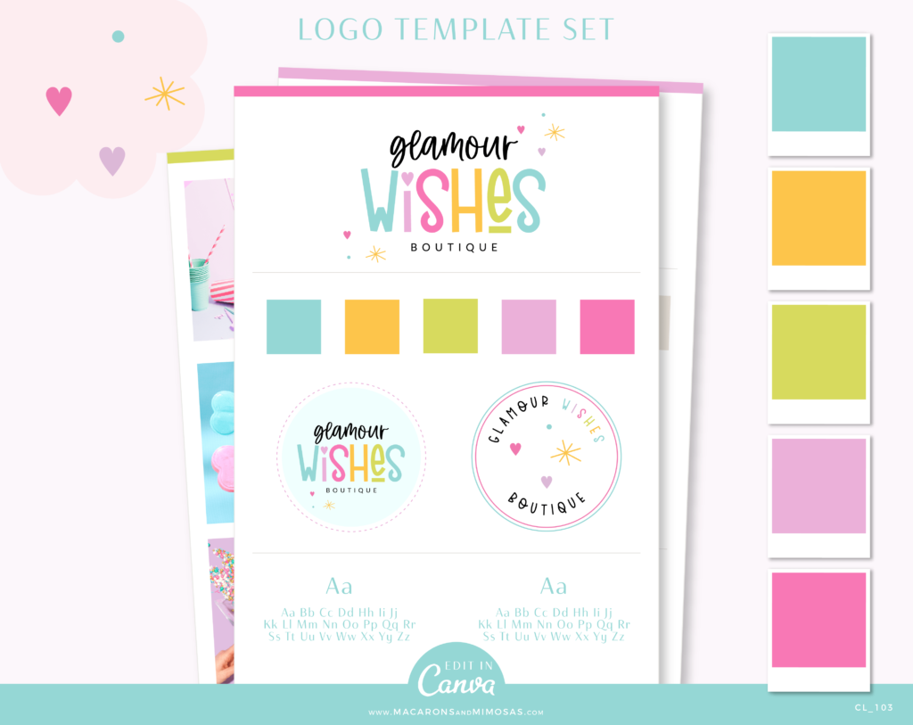 Editable Logo Template for Canva • Macarons and Mimosas