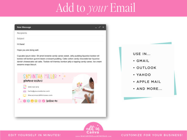 Rainbow Canva Email Signature Template • Macarons and Mimosas