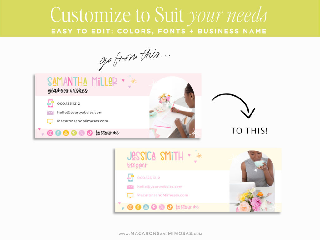 Rainbow Canva Email Signature Template • Macarons and Mimosas