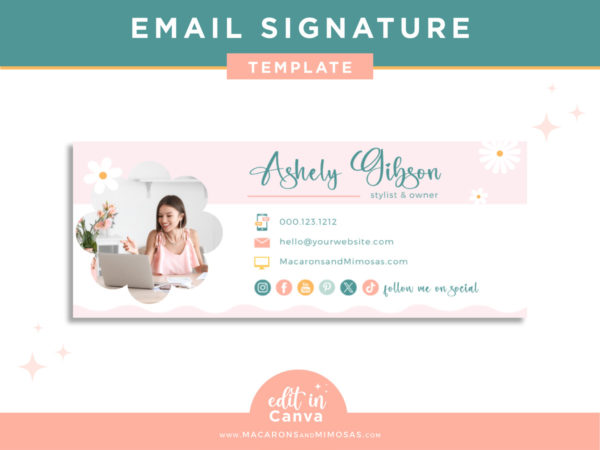 Daisy Email Signature Template Canva • Macarons and Mimosas