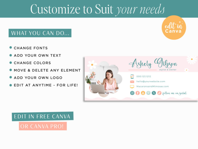 Daisy Email Signature Template Canva • Macarons and Mimosas