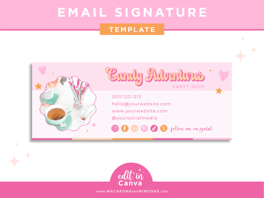 Retro Heart Email Signature Template Canva • Macarons and Mimosas