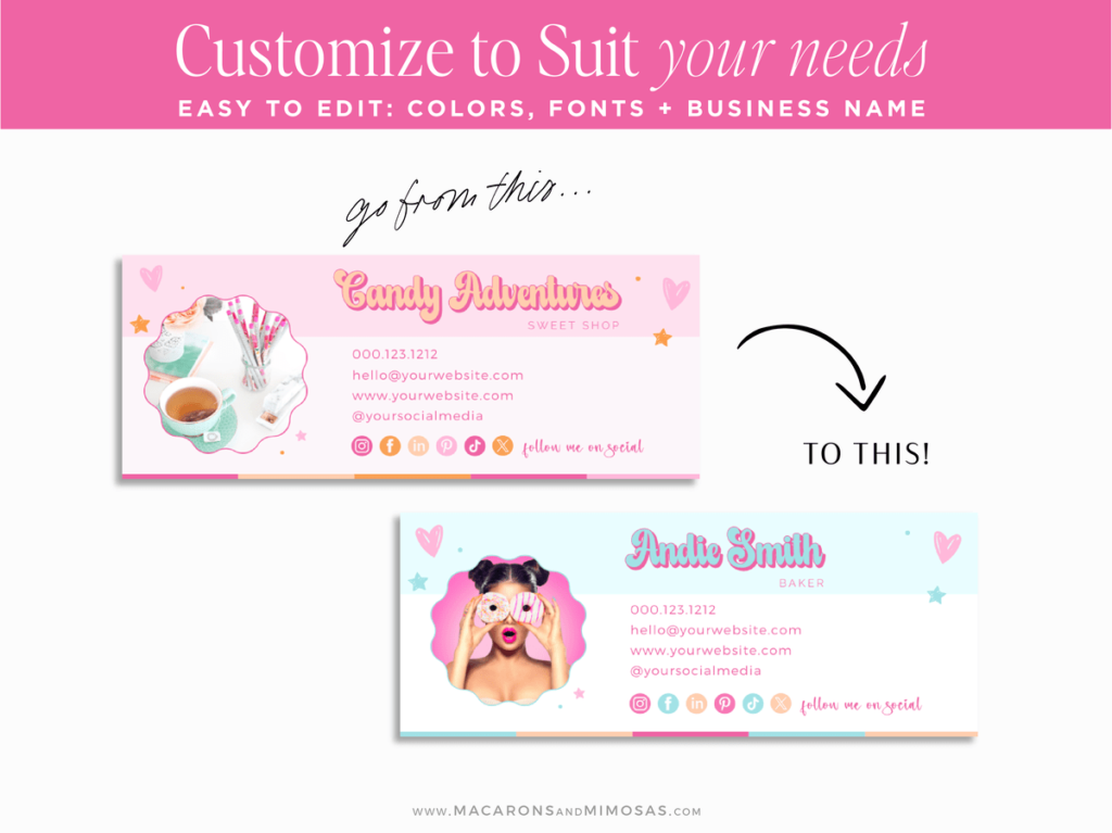 Retro Heart Email Signature Template Canva • Macarons and Mimosas
