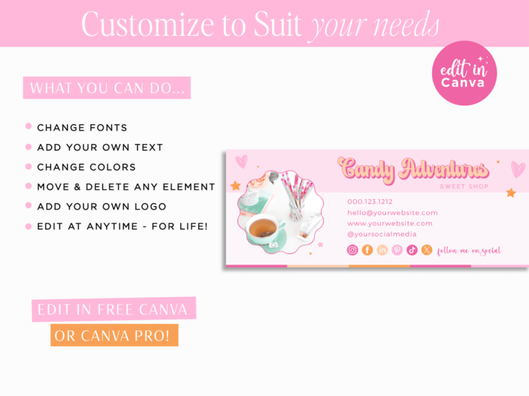 Retro Heart Email Signature Template Canva • Macarons and Mimosas