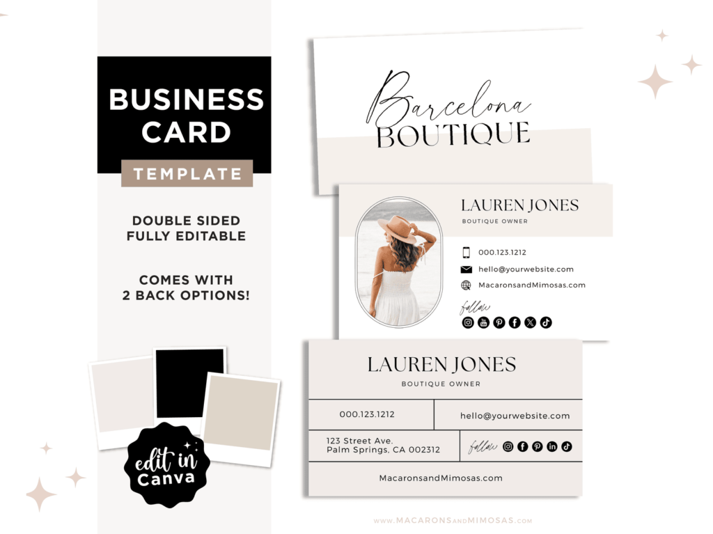 Printable Business Cards • Macarons and Mimosas