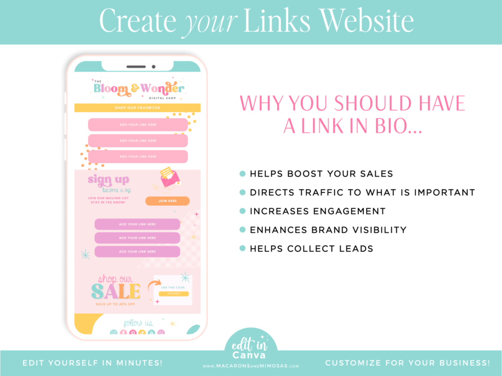 Cute Bio Templates in Pastel Colors • Macarons and Mimosas