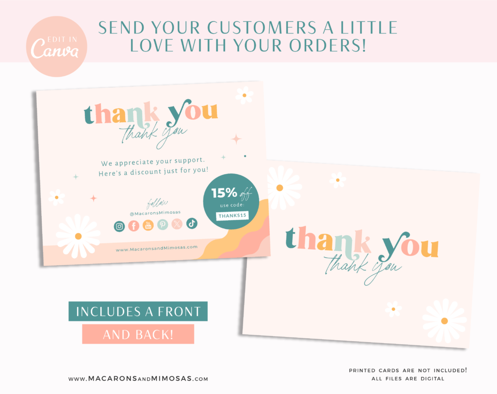 Daisy thank you card Template • Macarons and Mimosas