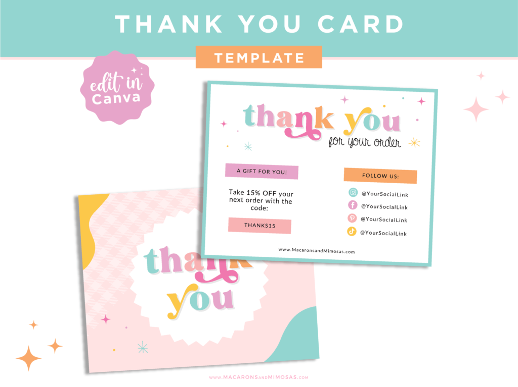 Printable Thank You Card Template • Macarons and Mimosas