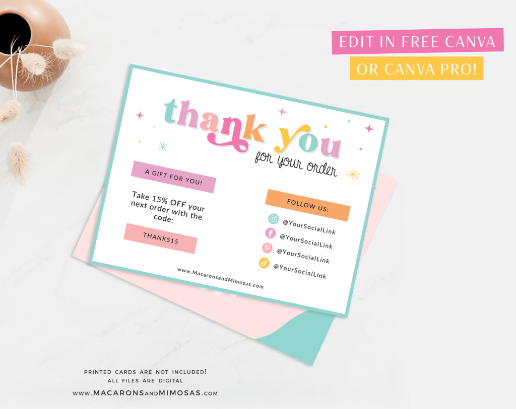 Printable Thank You Card Template • Macarons and Mimosas