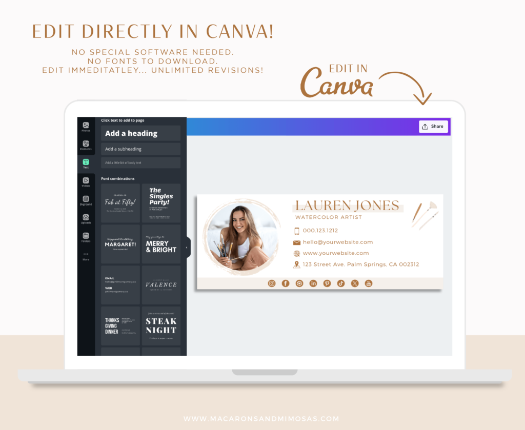 Artist Email Signature • Macarons and Mimosas