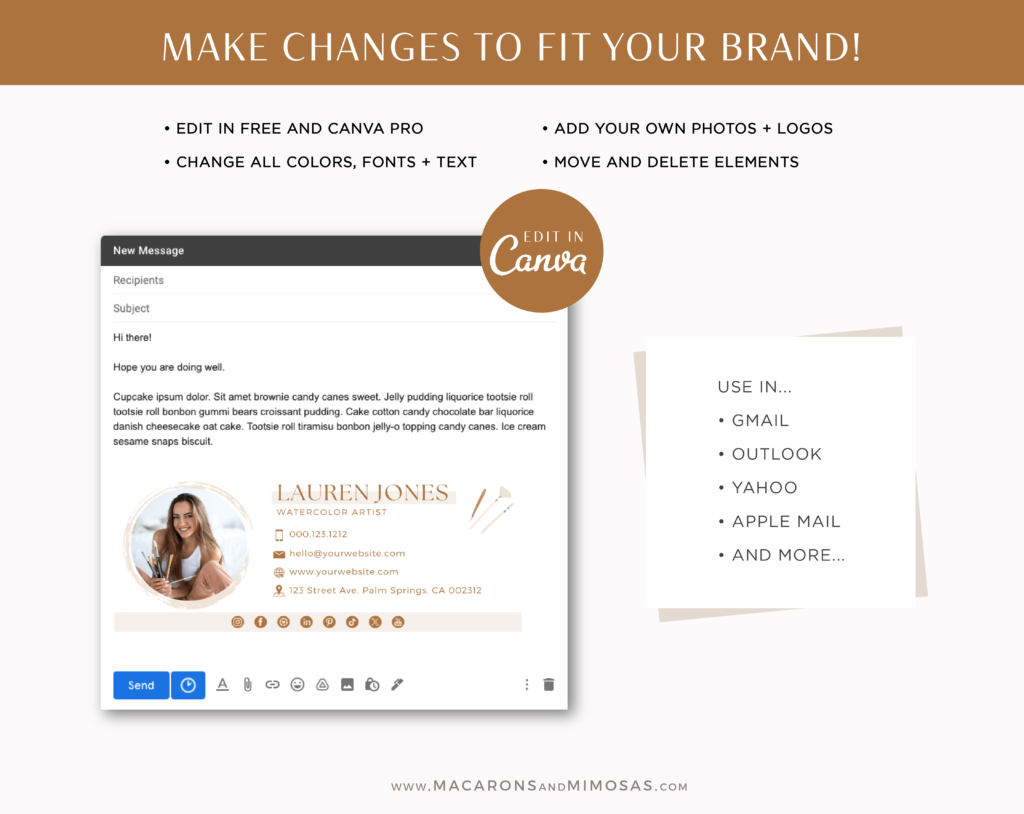 Artist Email Signature • Macarons and Mimosas