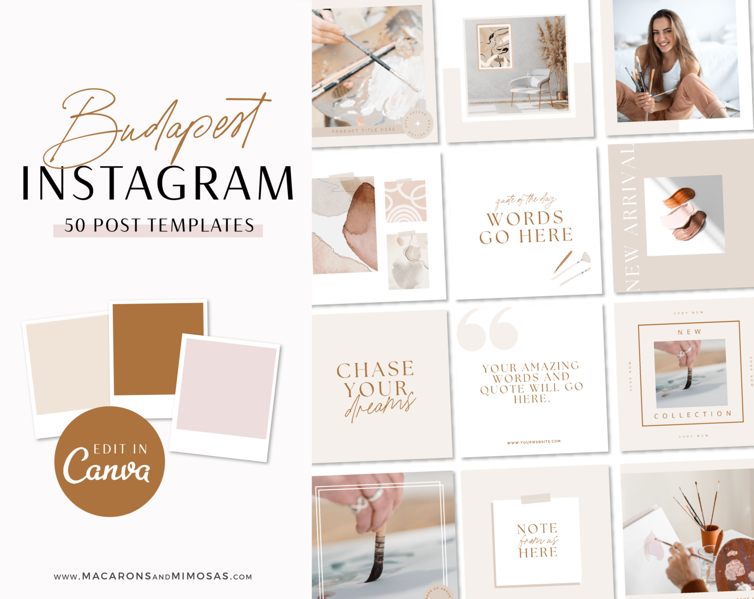 Art Gallery Artist Instagram Post Templates • Macarons and Mimosas