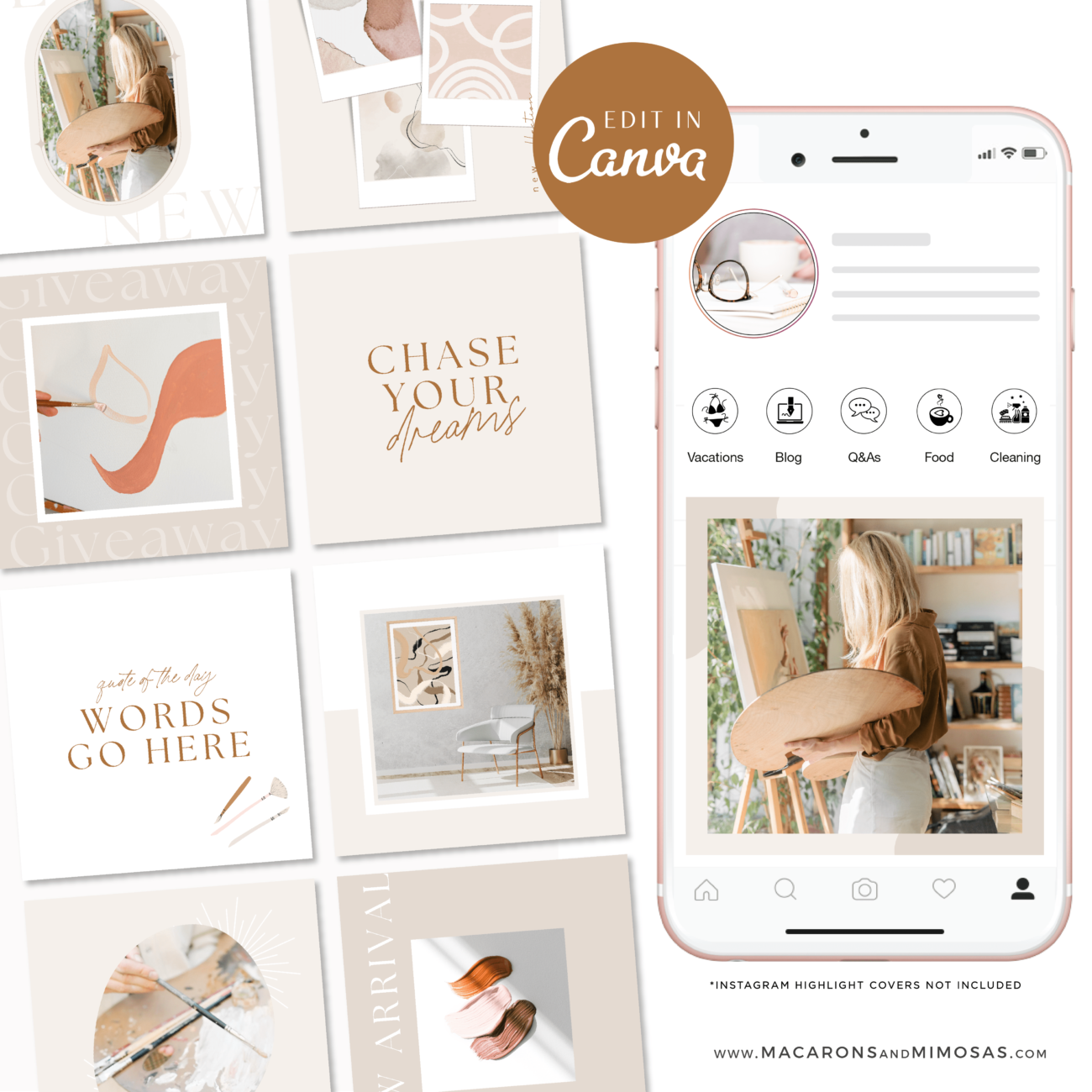 Art Gallery Artist Instagram Post Templates • Macarons and Mimosas