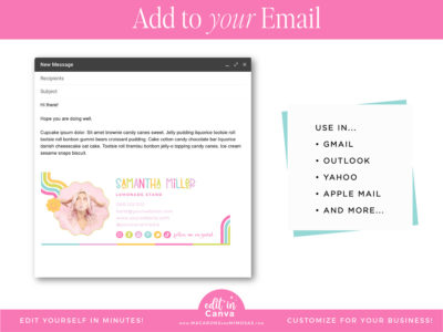 Bright Rainbow Email Signature Template • Macarons and Mimosas