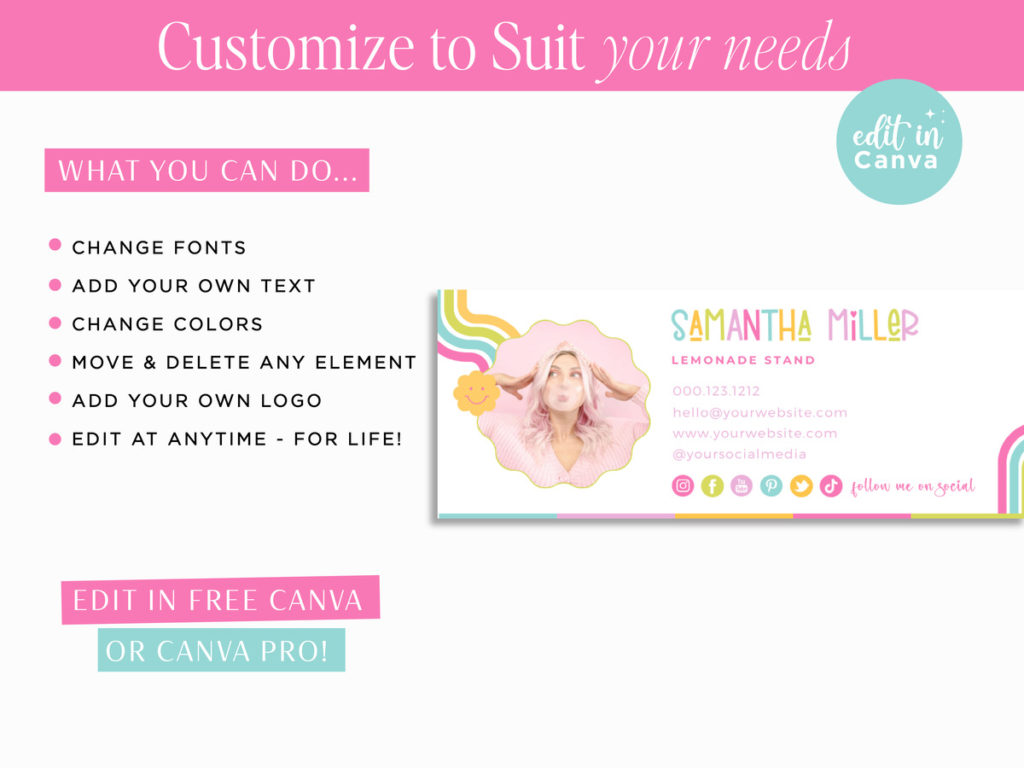 Bright Rainbow Email Signature Template • Macarons and Mimosas