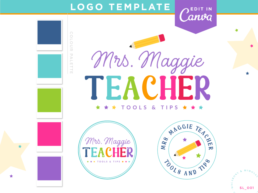 Teacher Logo Design & Branding Kit • Macarons and Mimosas