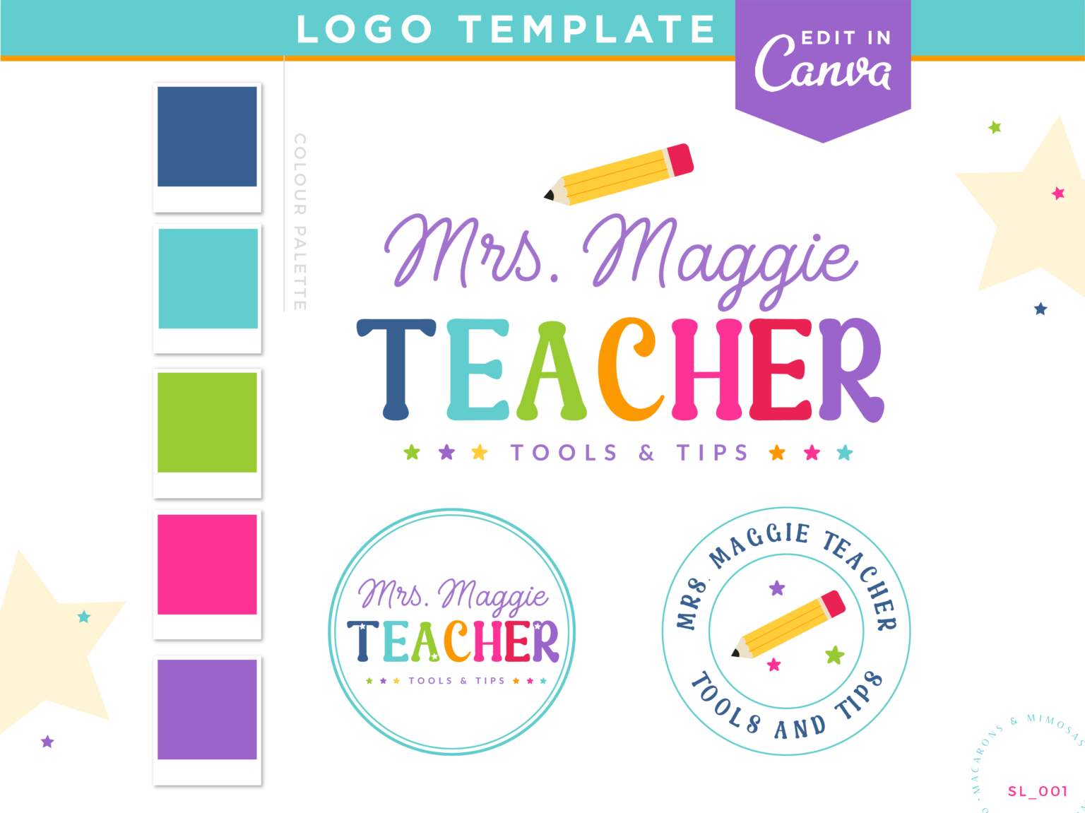 Teacher Logo Design & Branding Kit • Macarons and Mimosas