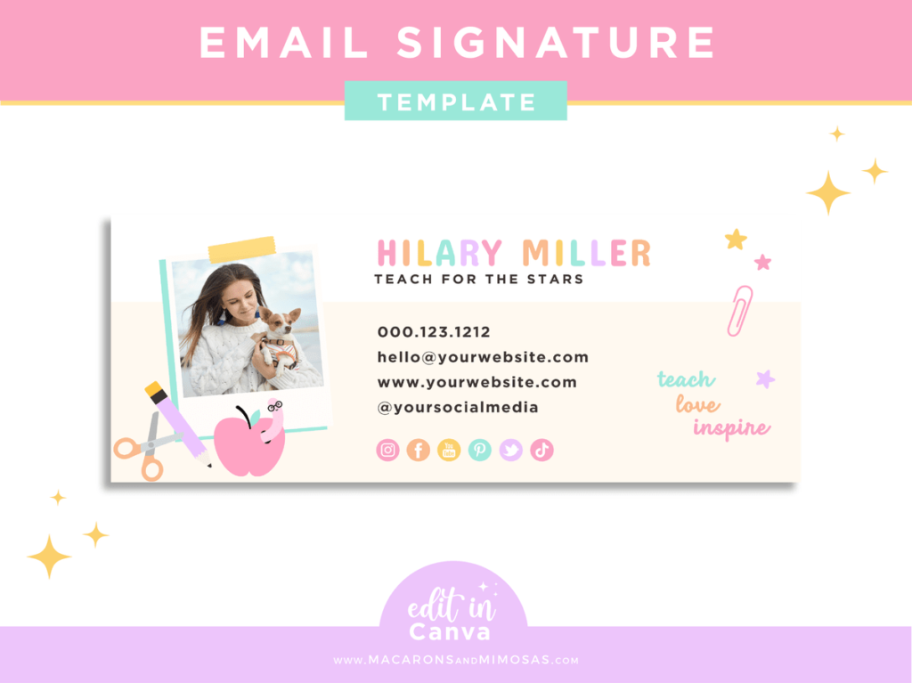 Cute Teacher Email Signature • Macarons and Mimosas