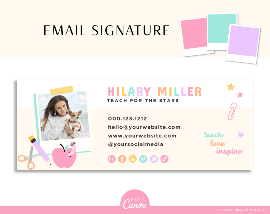 Cute Teacher Email Signature • Macarons and Mimosas