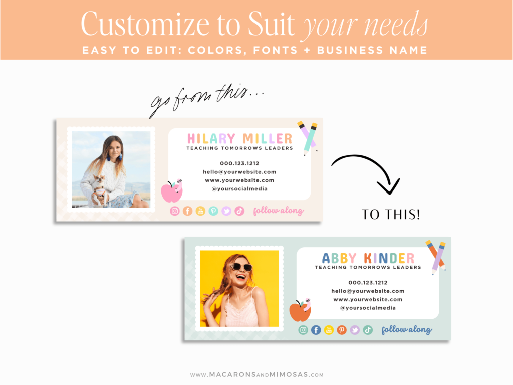 Pastel Teacher Email Signature • Macarons and Mimosas