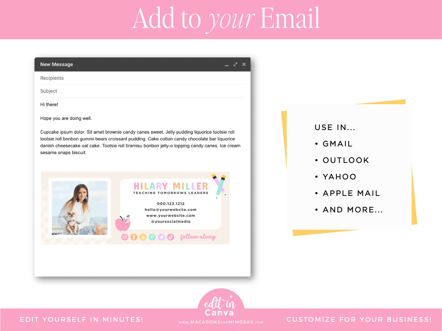 Pastel Teacher Email Signature • Macarons and Mimosas