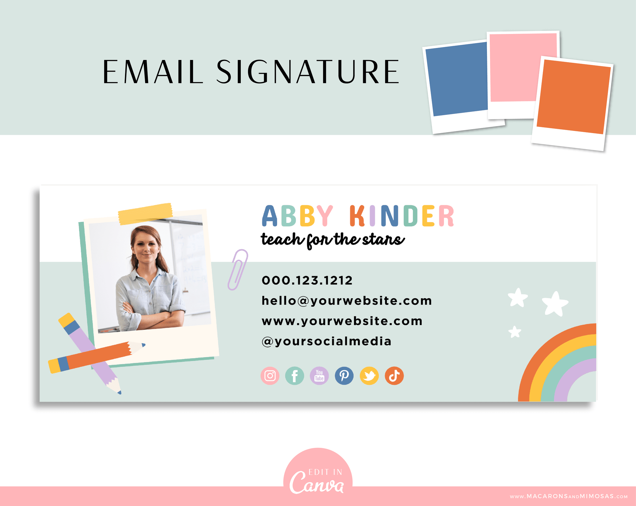 Teacher Logo Template & Brand Kit • Macarons and Mimosas