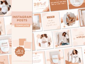 Neutral Boho Instagram Post Templates • Macarons and Mimosas