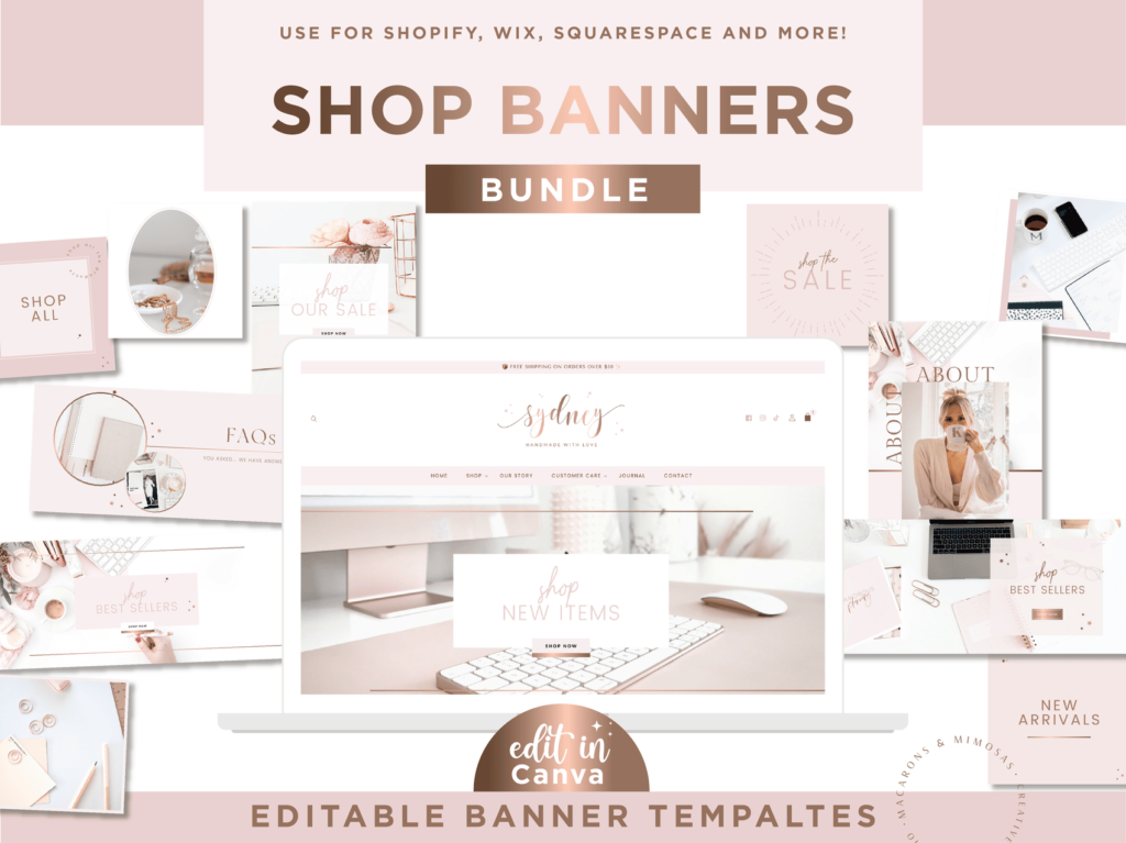 Premade Shopify Stores and Banners • Macarons and Mimosas