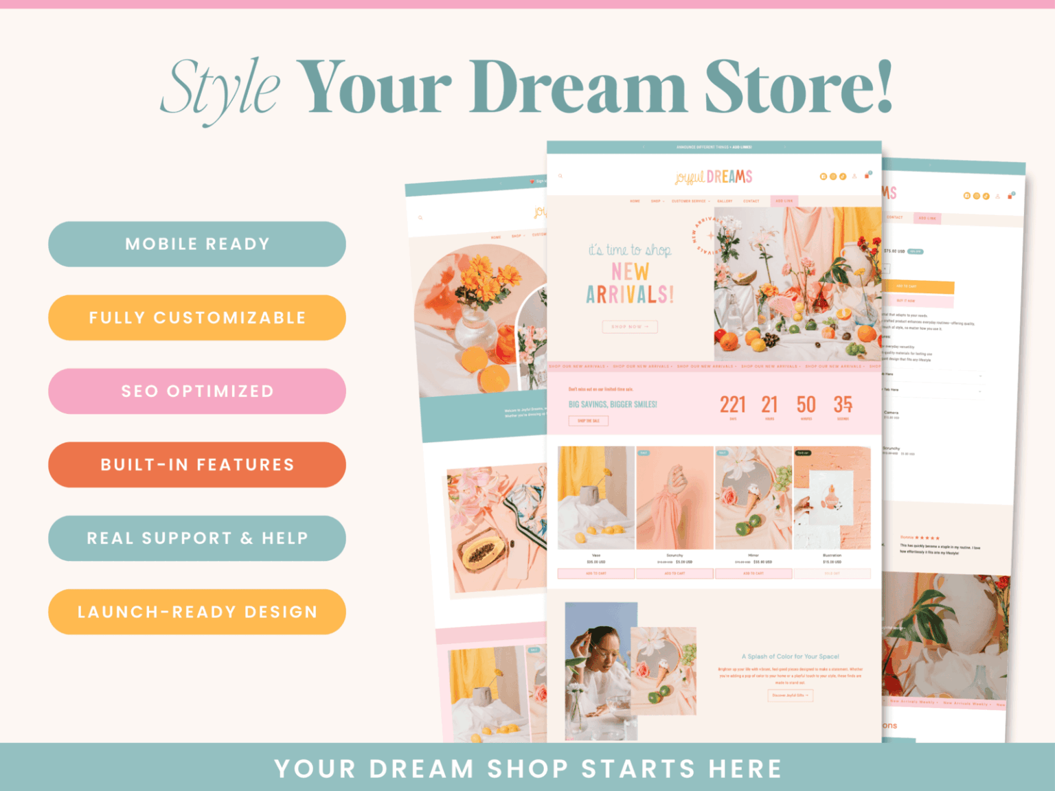 Customizable Shopify Theme for Creative Brands • Joyful Dreams